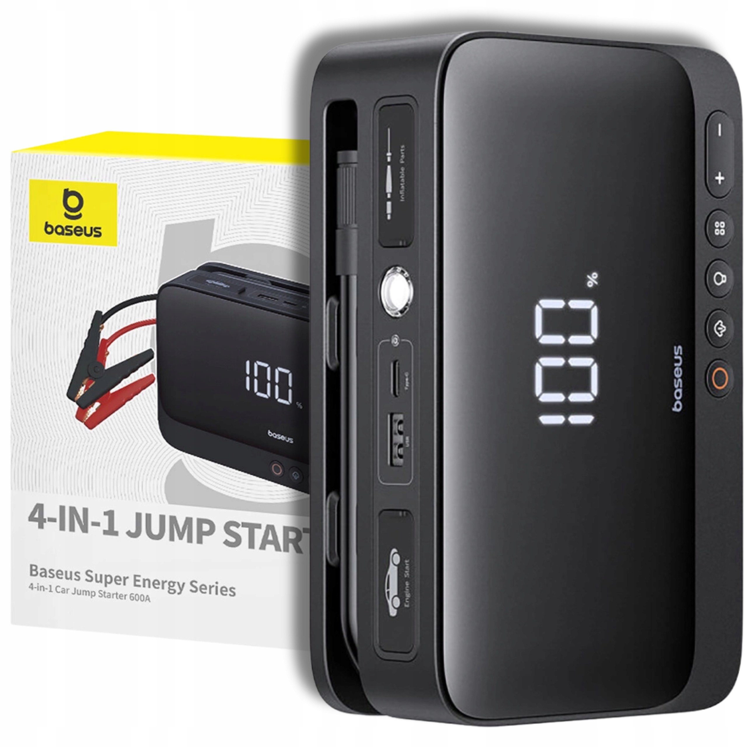 Baseus jump starter rozruchowy 6000 mAh 600a USB-C 22,2 WH booster ...
