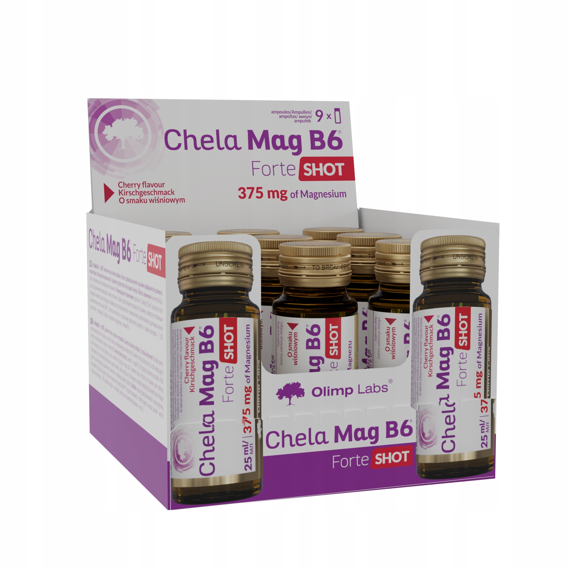 OLIMP CHELA MAG B6 FORTE SHOT 9x25ml MAGNEZ B6 WITAMINY MINERAŁY ...