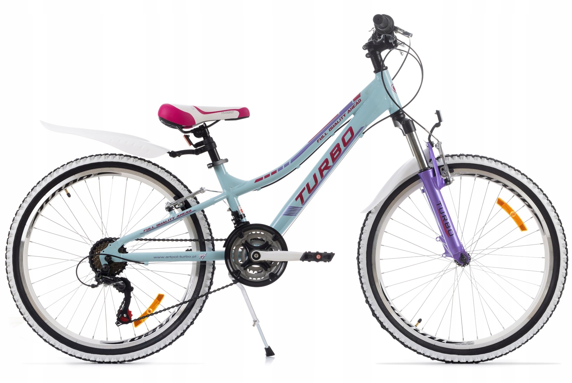 Rower Turbo MTB 24" Turkusowo - różowy rama 13 cali wielokolorowy ...