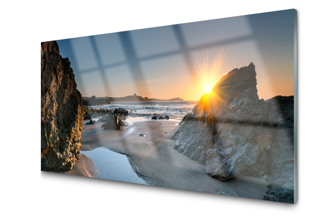 Obraz na Szkle Skała Plaża Słońce Krajobraz 100x50 • Cena, Opinie ...