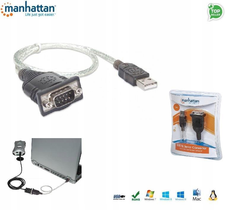 Kabel adapter Manhattan USB/COM RS232 0,45m - Sklep, Opinie, Cena w ...