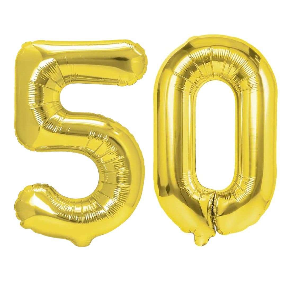 Balónky číslo 50 zlaté, 100 cm, (5901968401340) • Ceny, Recenze - Allegro