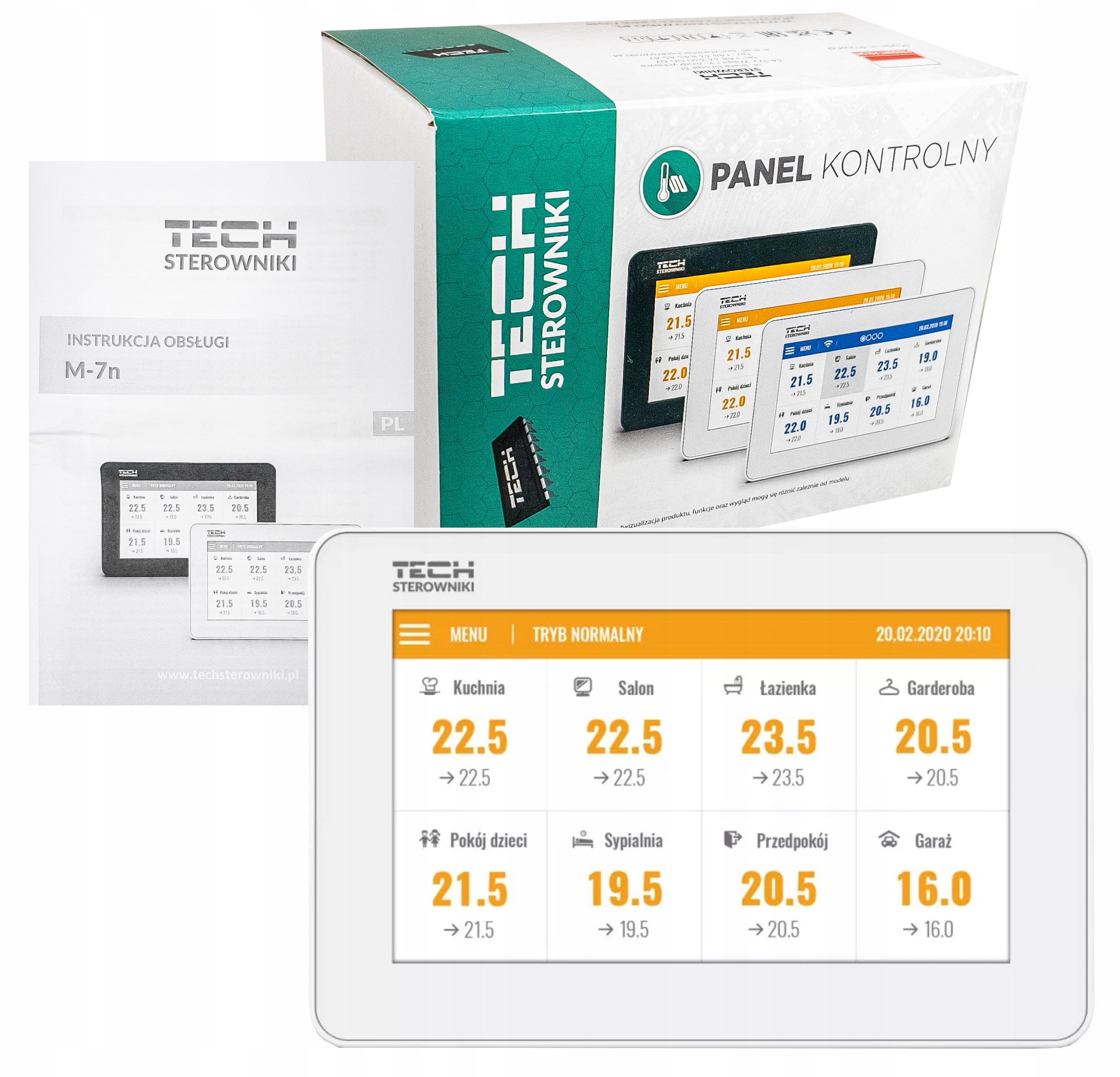 STEROWNIK REGULATOR KONTROLER PANEL KONTROLNY BIAŁY PRZEWODOWY M-7N ...