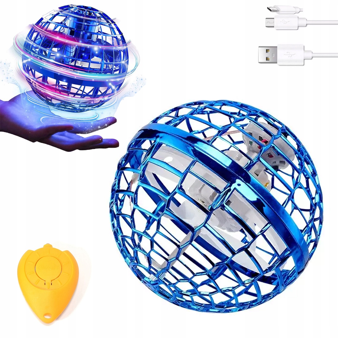 LATAJACA PIŁKA RĘCZNIE STEROWANA MAGICZNA LED MINI DRON SAMOLOT ZABAWKA ...