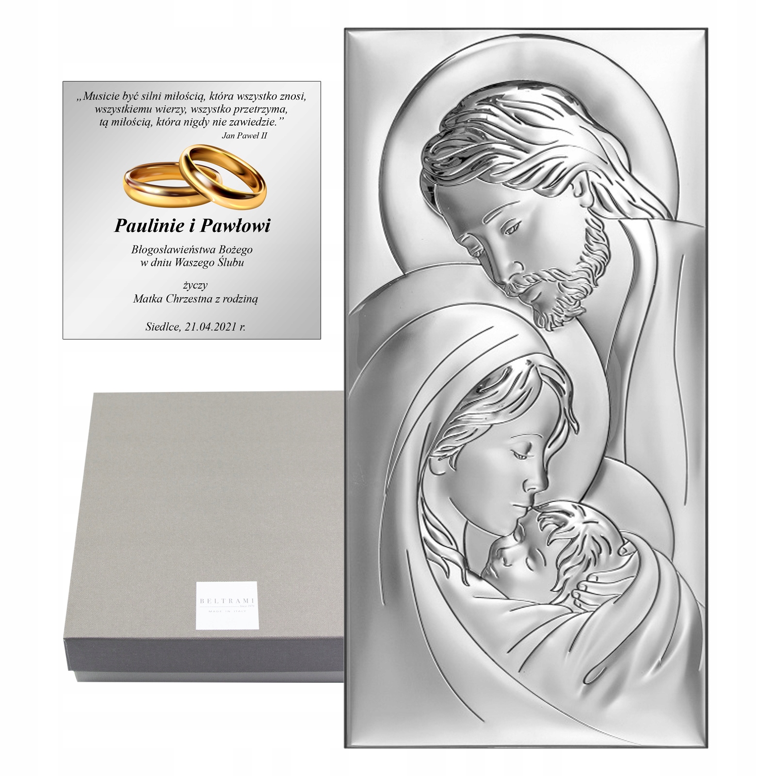 Obrazek Srebrny Święta Rodzina prezent Ślub grawer (8032597542498) • Cena, Opinie • Obrazki ...