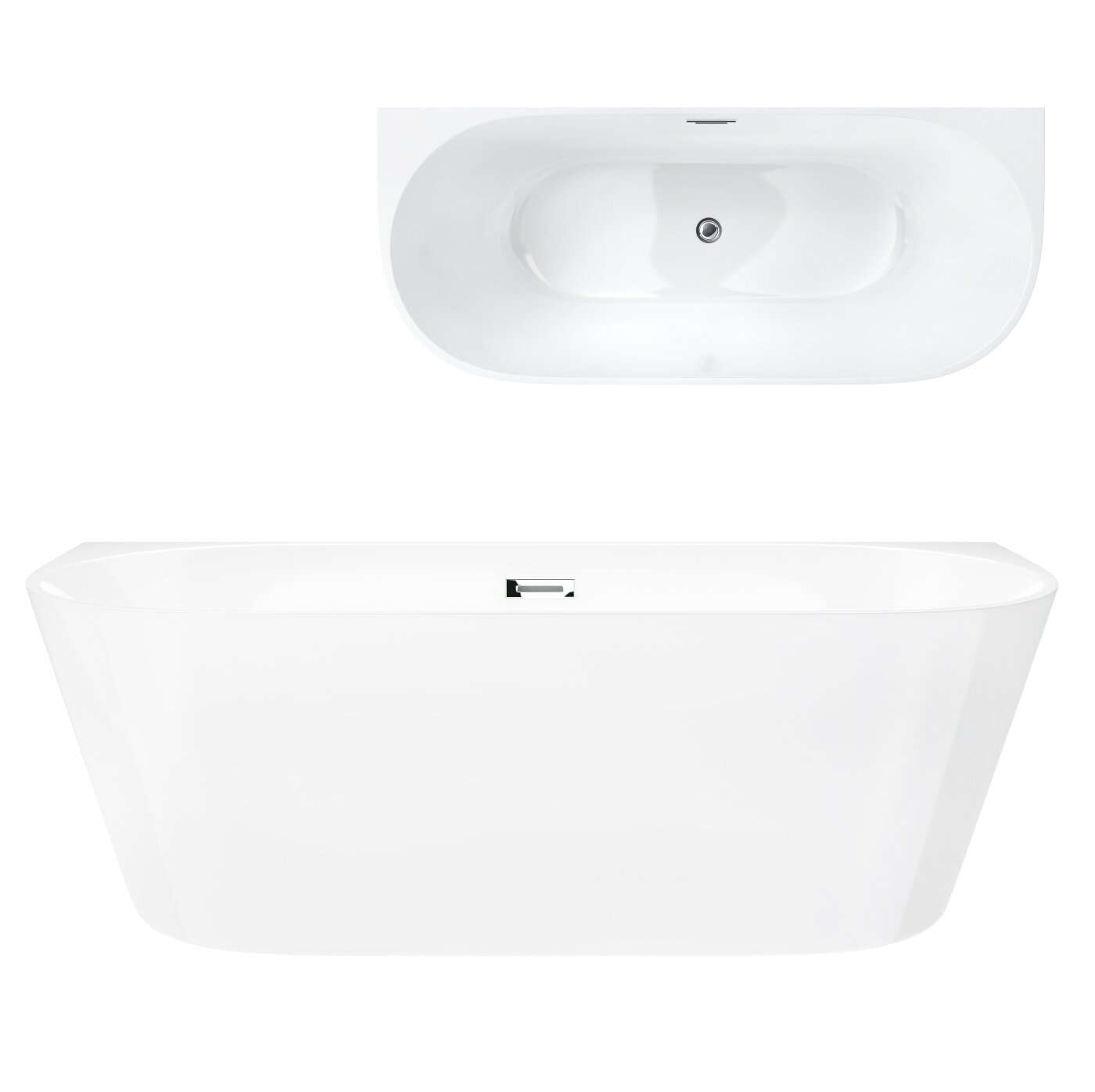 Wanna przyścienna wolnostojąca Corsan MONO 150 x 74 cm Korek klik-klak ...