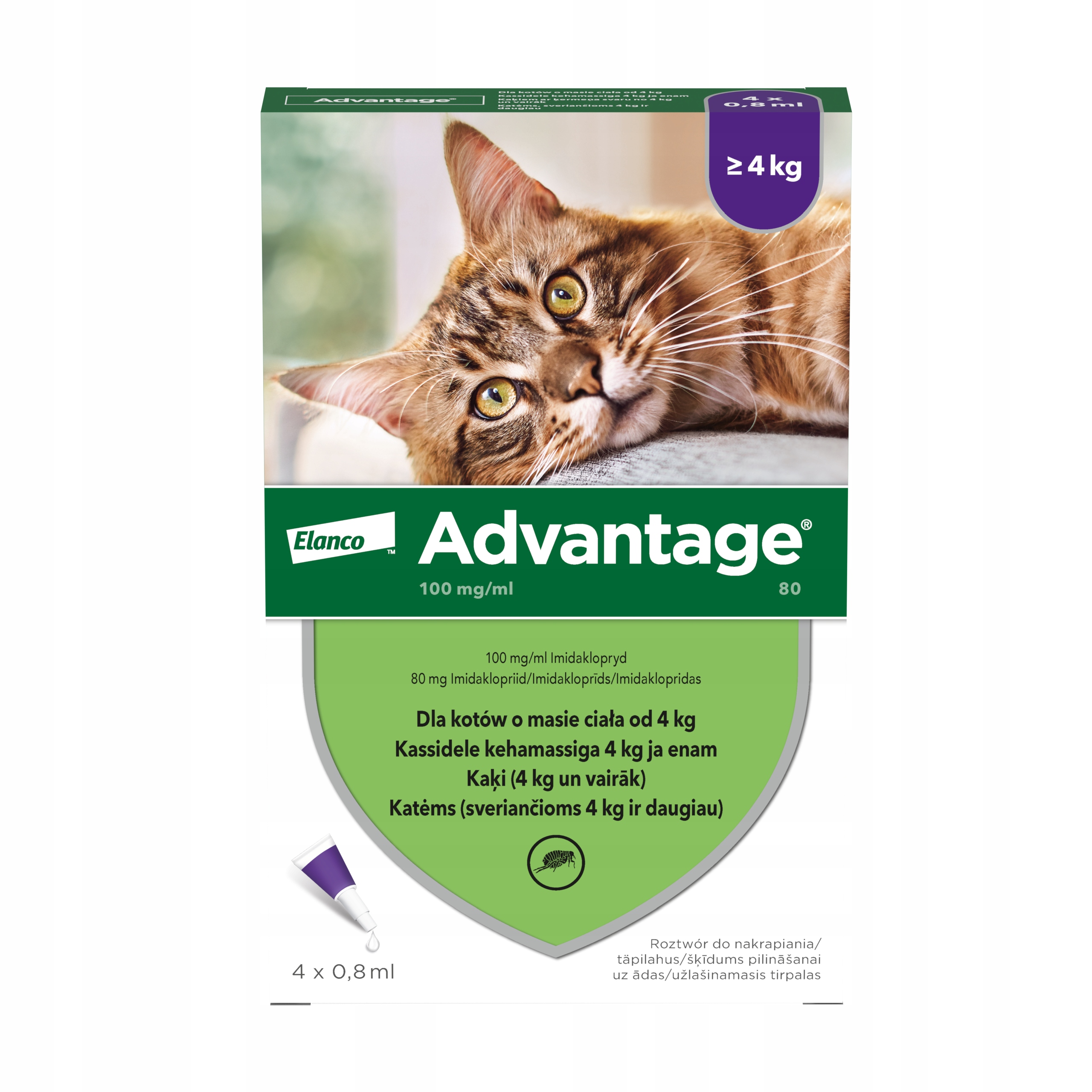 Elanco Advantage preparat na pchły dla kota 4x0,8ml od 4kg ...