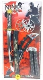 Sada NINJA Samuraja Katana 40 cm+poťah nunczaku kastet shuriken - Allegro