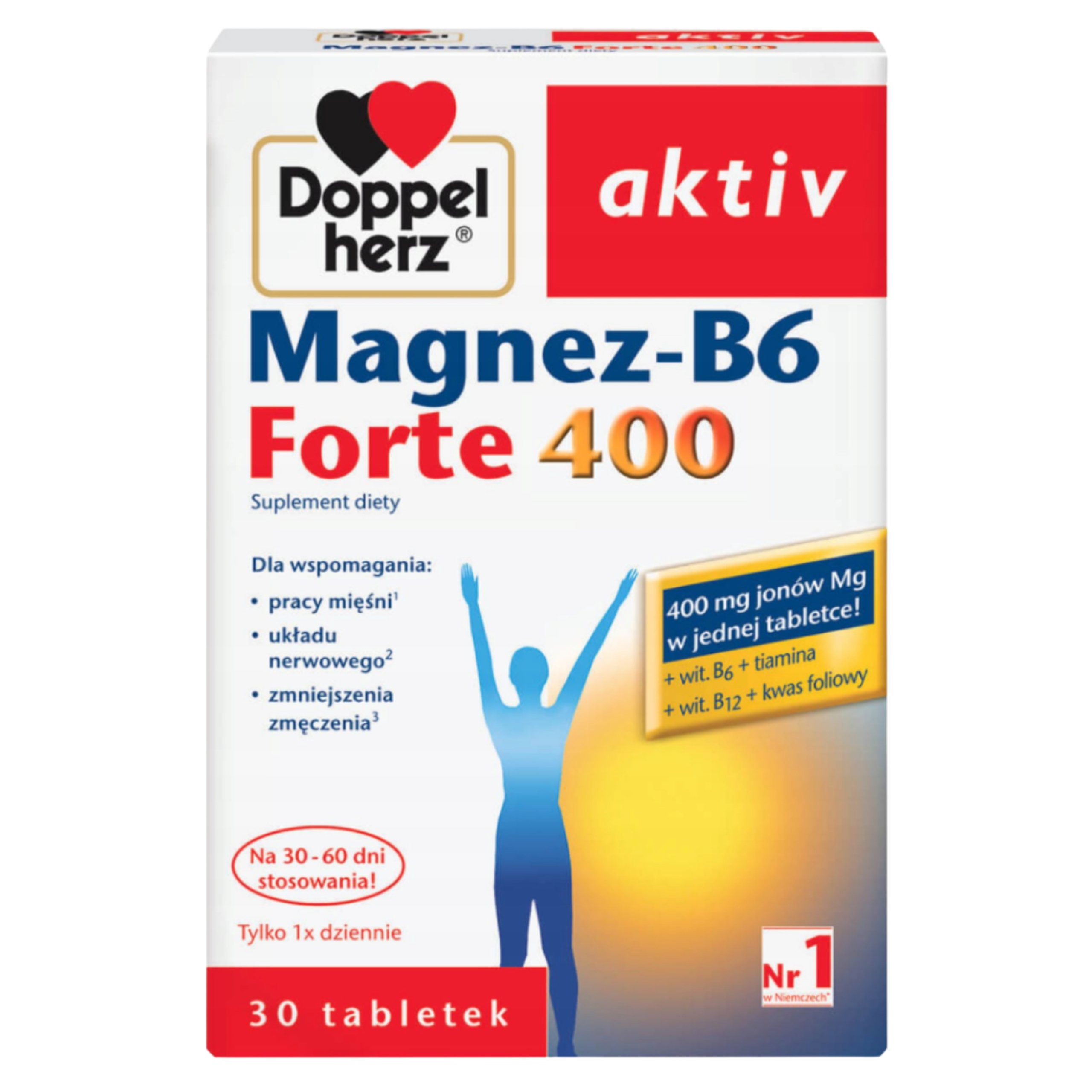 Doppelherz Aktiv Magnez B6 Forte 400 mg 30 tabletek witaminy z grupy B (4009932574739) • Cena ...