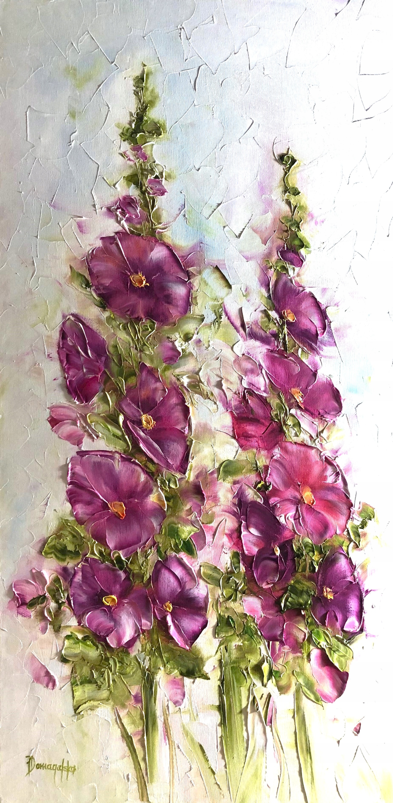 JOANNA DOMAGALSKA OBRAZ OLEJNY KWIATY MALWY 40X80 15080102345 - Allegro.pl