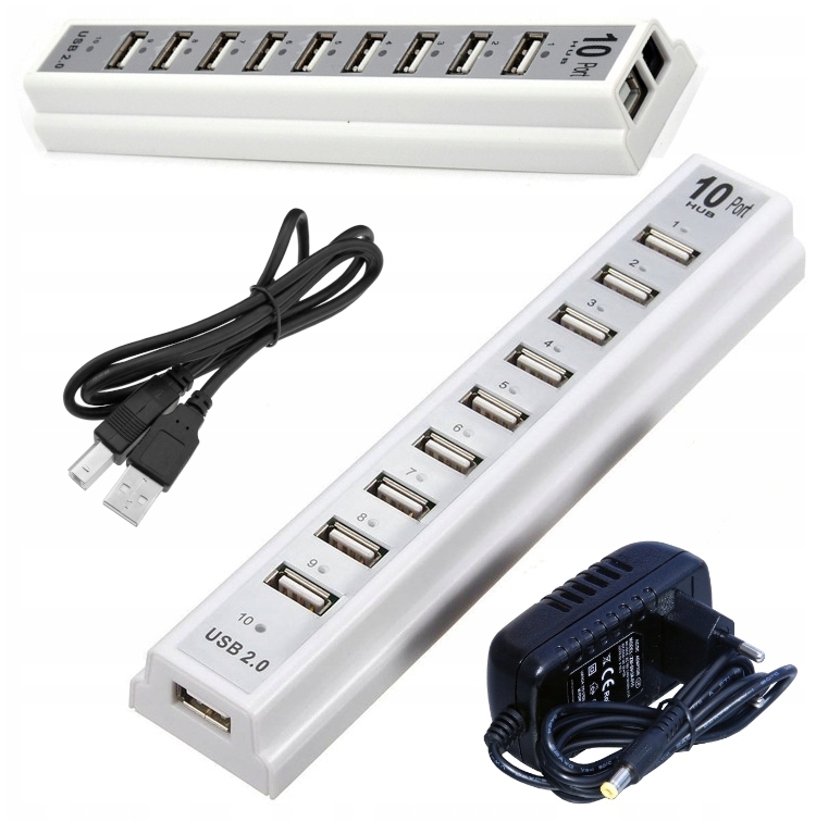 AKTYWNY HUB USB 10 PORTÓW USB 2.0 ZASILACZ 5V 3A • Cena, Opinie - Allegro