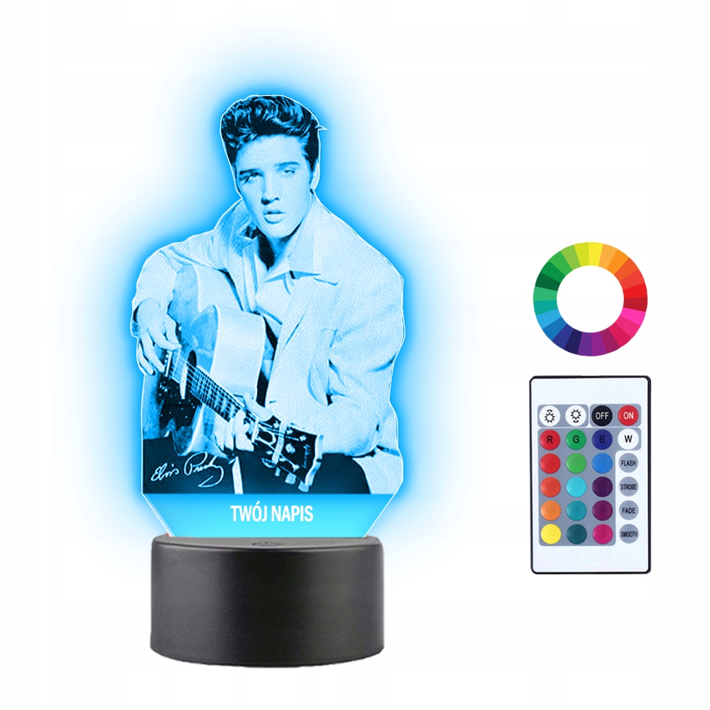 Lampička Noční 3D LED Elvis Presley Gravírování Dárek za 443 Kč - Allegro