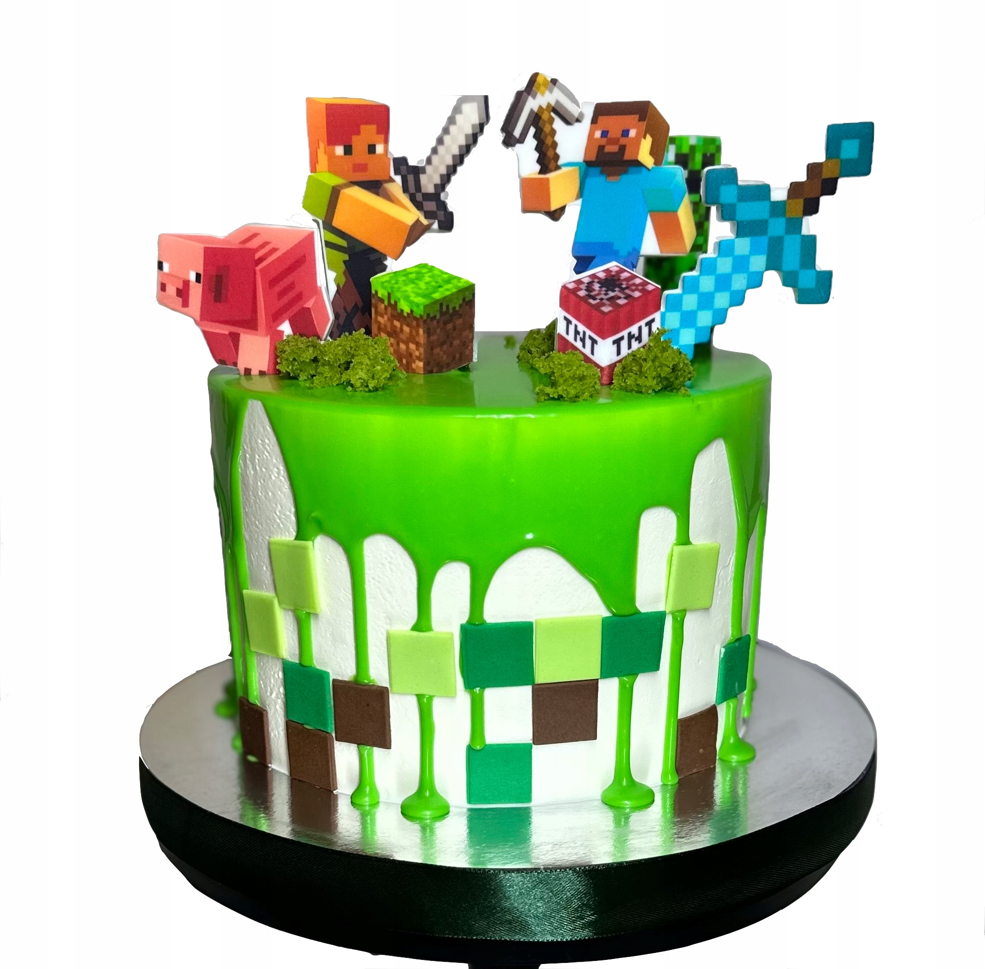 Zestaw do dekoracji tortu na masie cukrowej MINECRAFT Figurki na tort ...