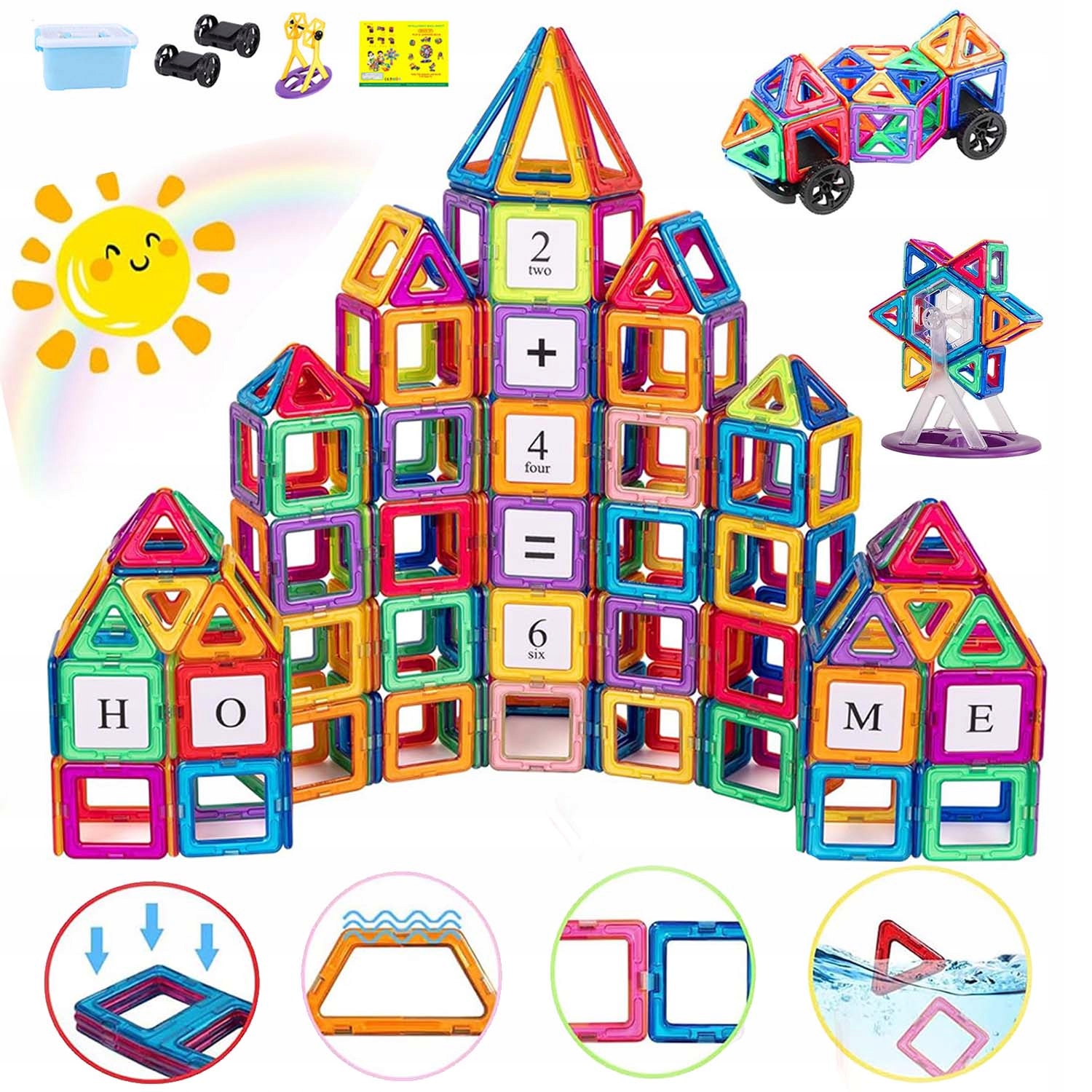 KLOCKI MAGNETYCZNE DUŻE 3D MAGNETIC TILES KONSTRUKCYJNE ZESTAW ...