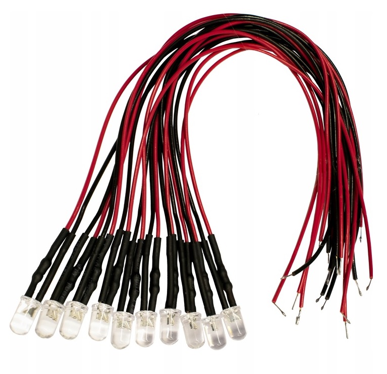 LED DIODA 3MM 12V ZELENÁ S KABELEM 20CM x 10 za 82.00CZK - Allegro