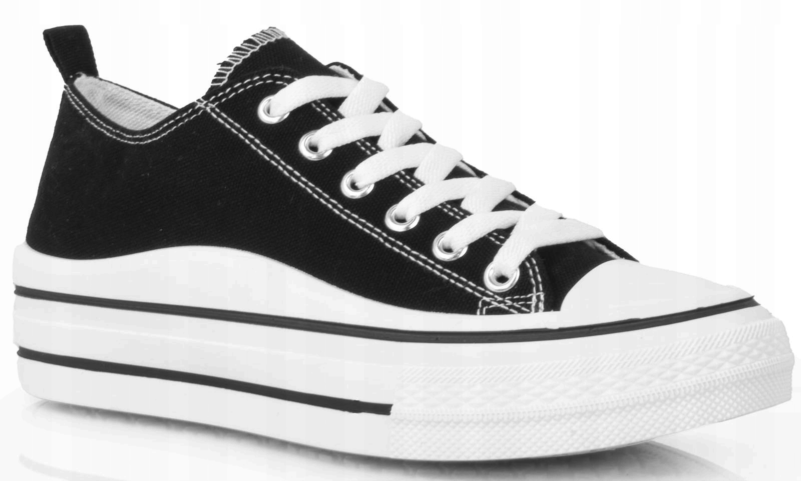 7584 CZARNE NISKIE TRAMPKI PLATFORMA TENISÓWKI 37 (5905606053748 ...