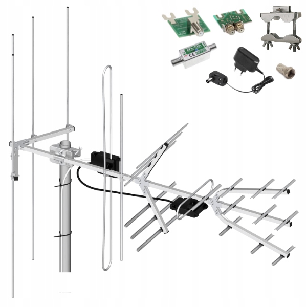 Antena TV UHF VHF Tri Digit Combo H/V DVB-T2 APL-109 42dBi MUX-8 Dipol ...
