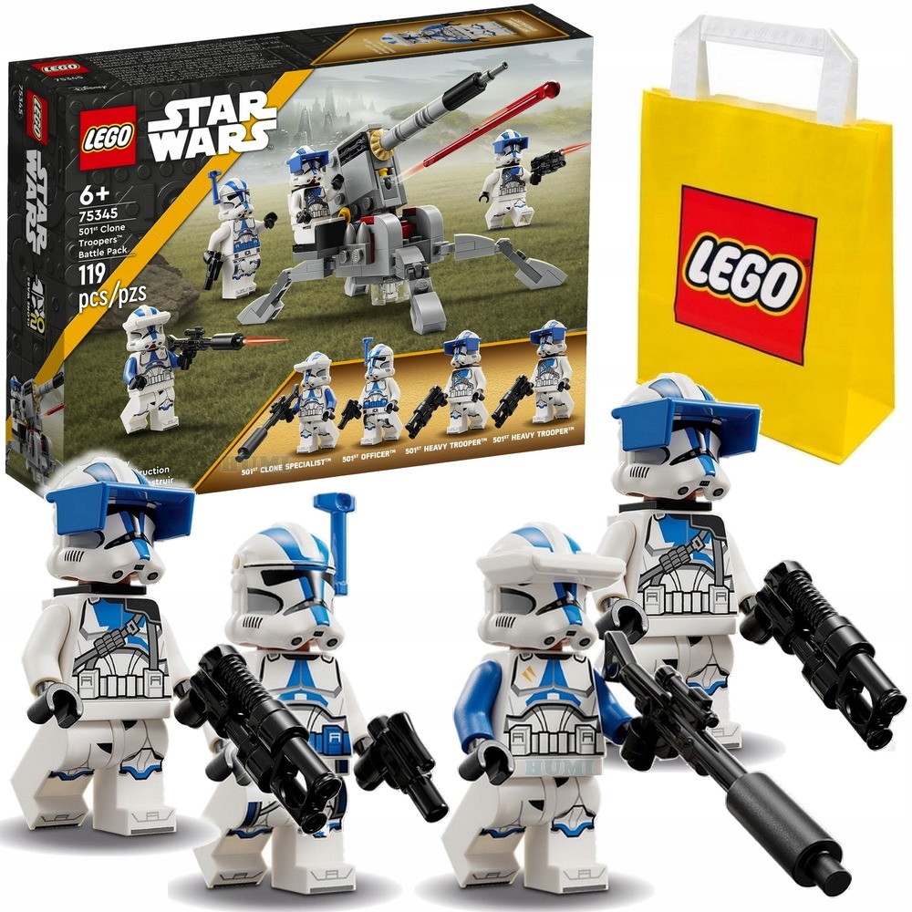 LEGO 75345 SZTURMOWCY ŻOŁNIERZE KLONY - 4 FIGURKI + Torba prezentowa ...