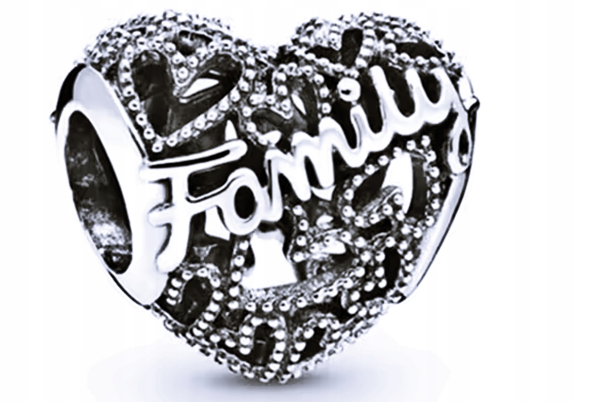 MD CHARMS zawieszka do bransoletki wisiorek FAMILY rodzina serce | S925 ...