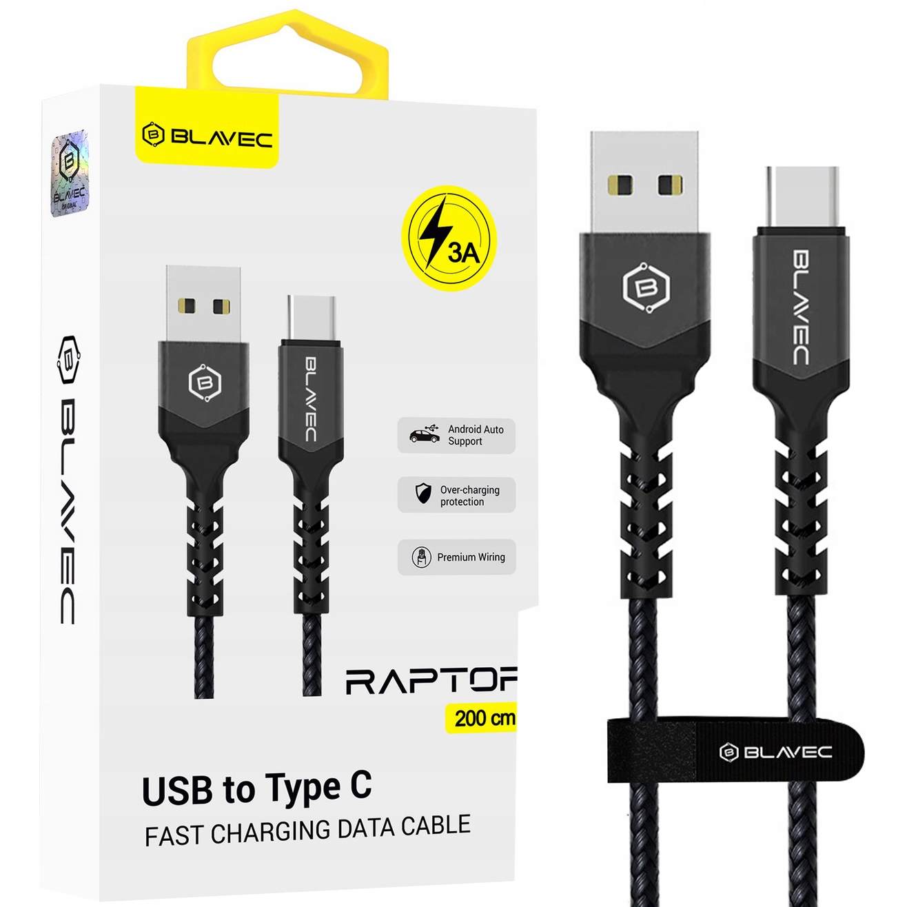 Kabel Blavec USB - USB typ C 2 m czarny - Sklep, Opinie, Cena w Allegro