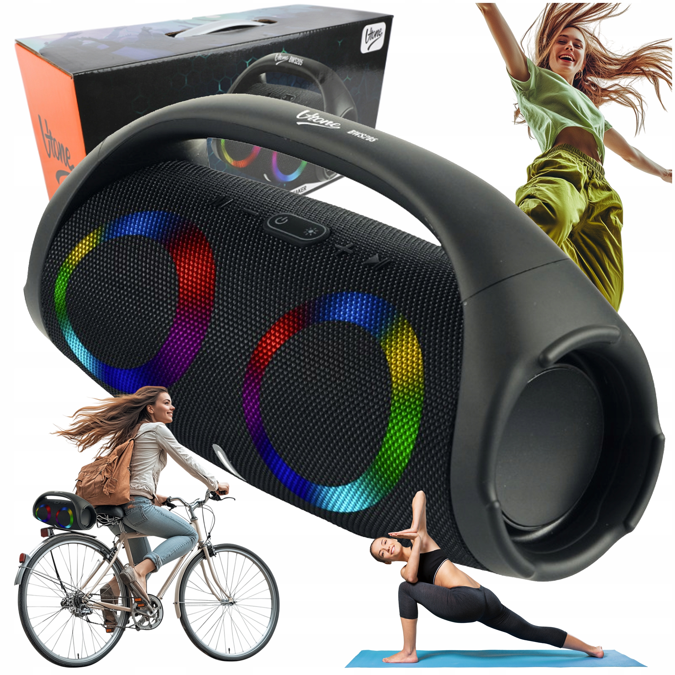 GŁOŚNIK BLUETOOTH USB SD AUX PRZENOŚNY BEZPRZEWODOWY RADIO FM WIEŻA ...