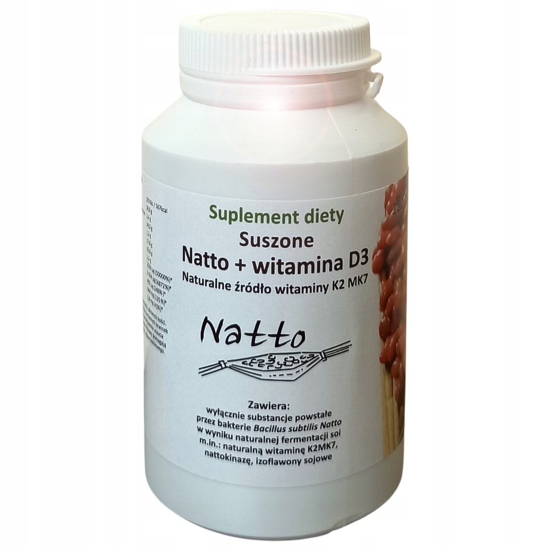 Bio suszone NATTO w 120 miękkich tab z witamina D3 2000: K2mk7 ...