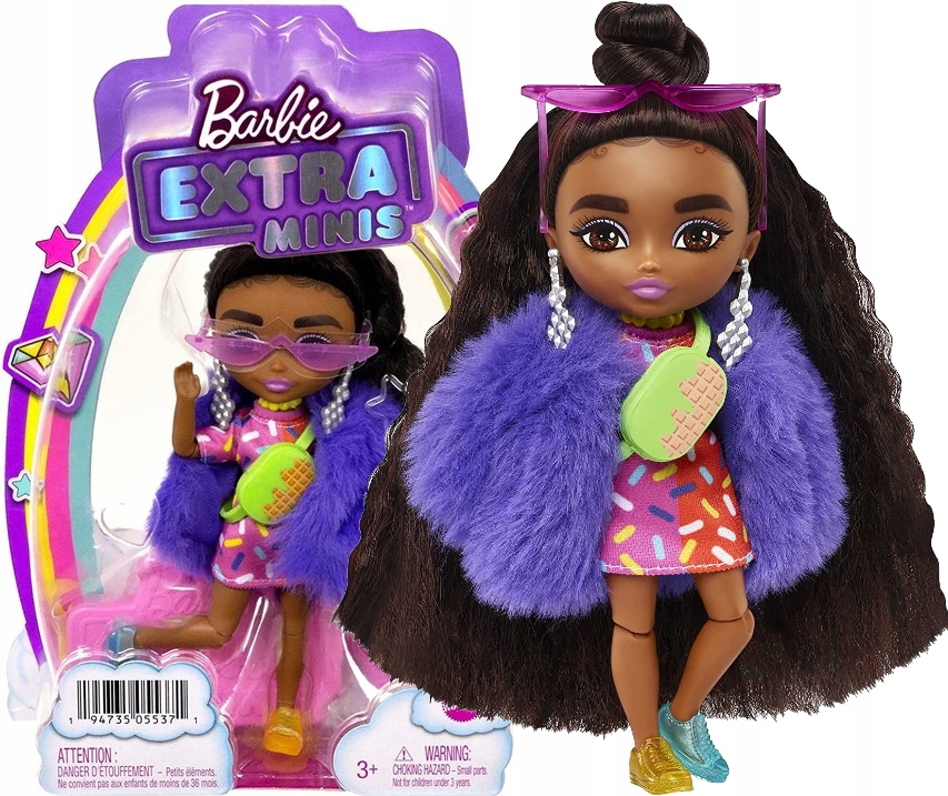 BARBIE EXTRA MINIS LALKA W FIOLETOWYM FUTRZE HGP63 (194735055371 ...