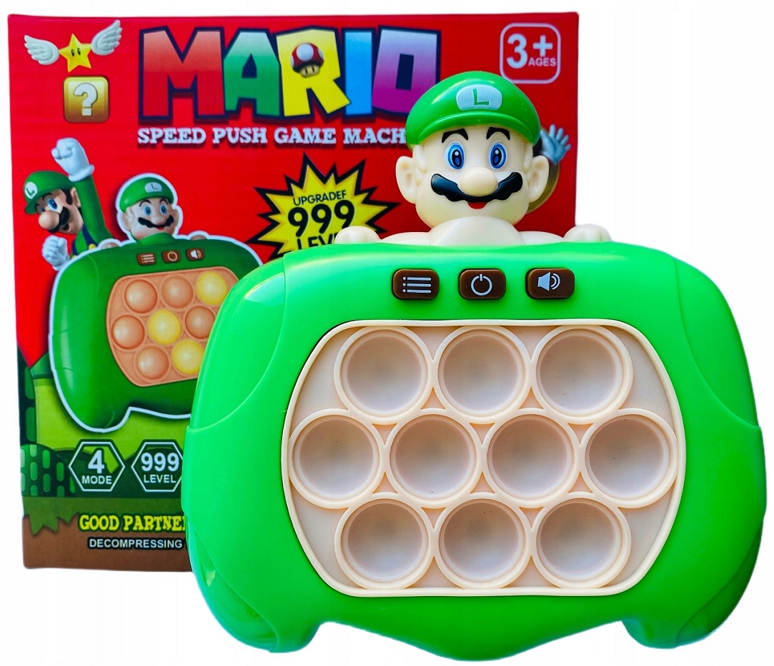 LUIGI SUPER MARIO POPIT Konsola Elektroniczna Zręcznościowa Zielona POP ...