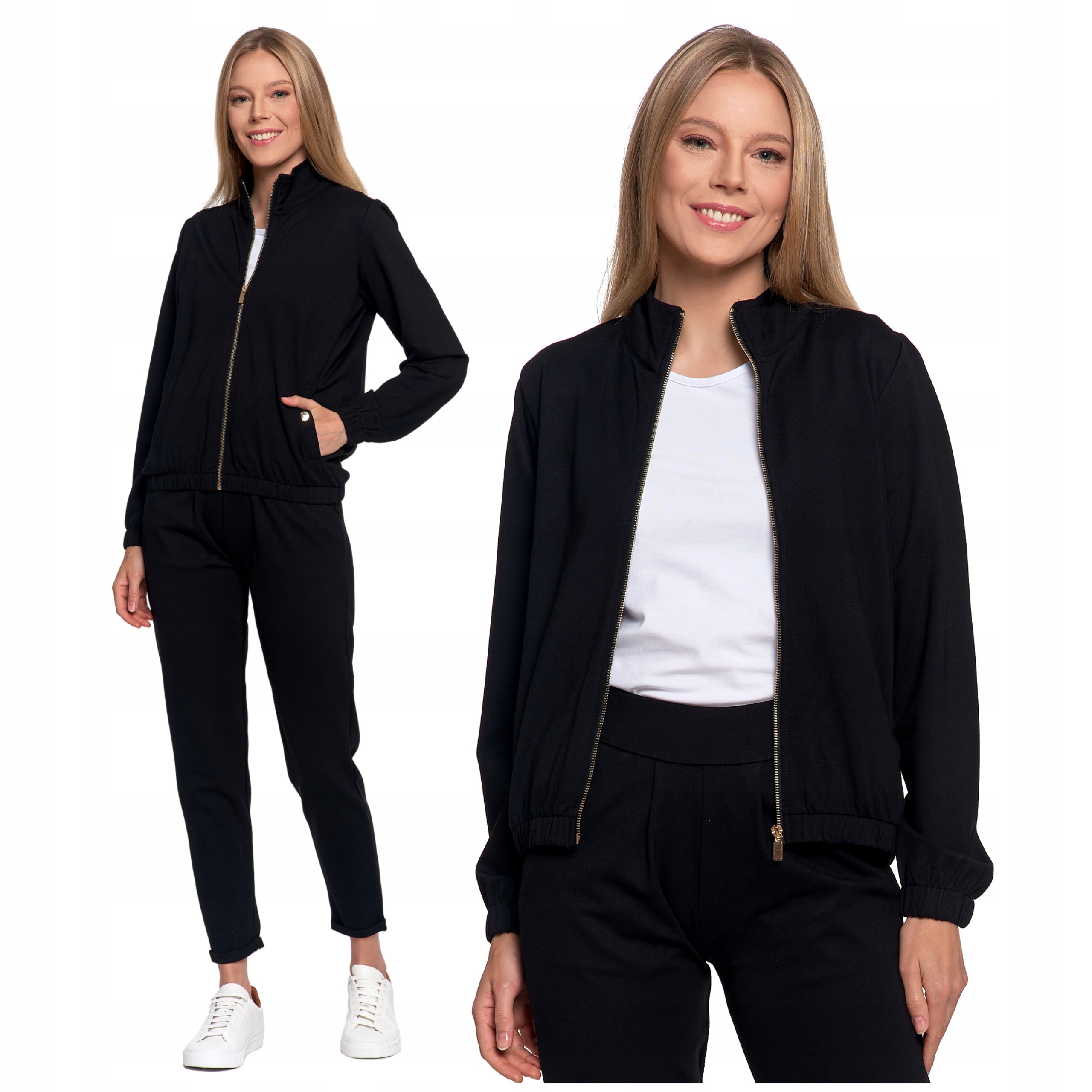 BLUZA DAMSKA BOMBERKA ROZPINANA GŁADKA ZE STÓJKĄ BEZ KAPTURA MORAJ L ...