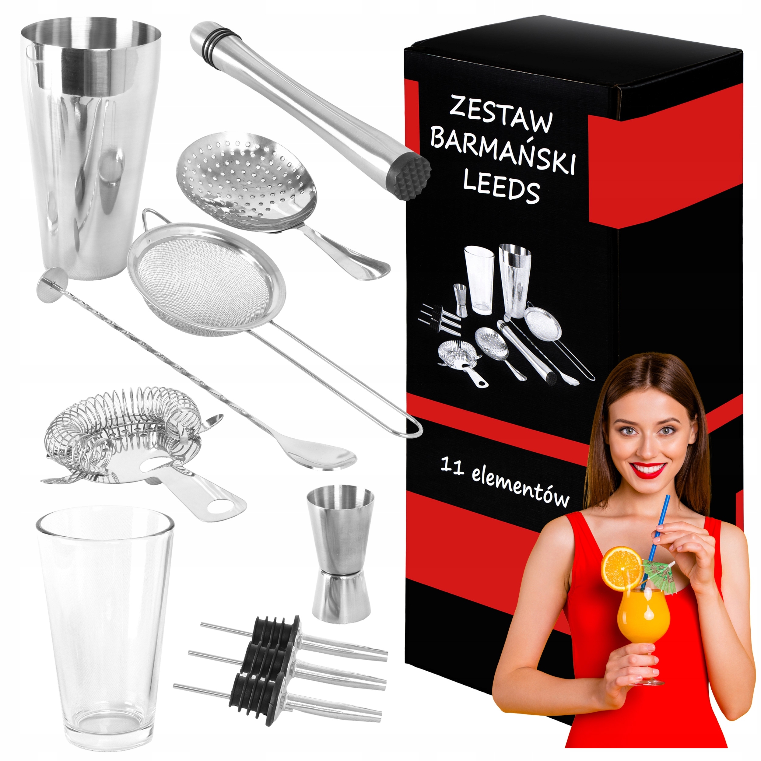 Zestaw Barmański Do Drinków Profesjonalny Bostoński Shaker 11 Elementów ...
