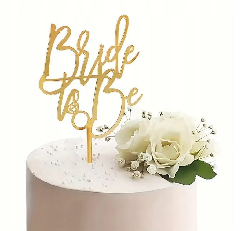 Topper na TORT BRIDE TO BE panieński złoty akryl plexi lustro • Cena, Opinie • Dekoracje tortów ...