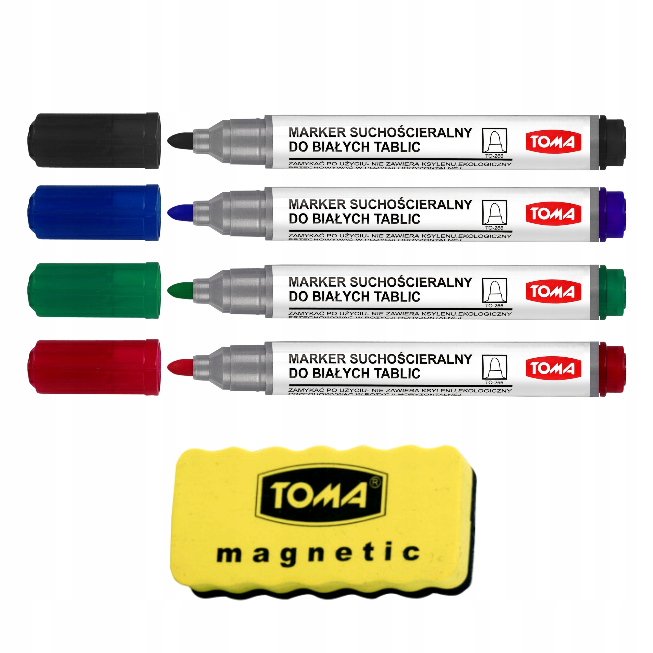 Zestaw markery do tablicy suchościeralnej + gąbka (5901133260055 ...