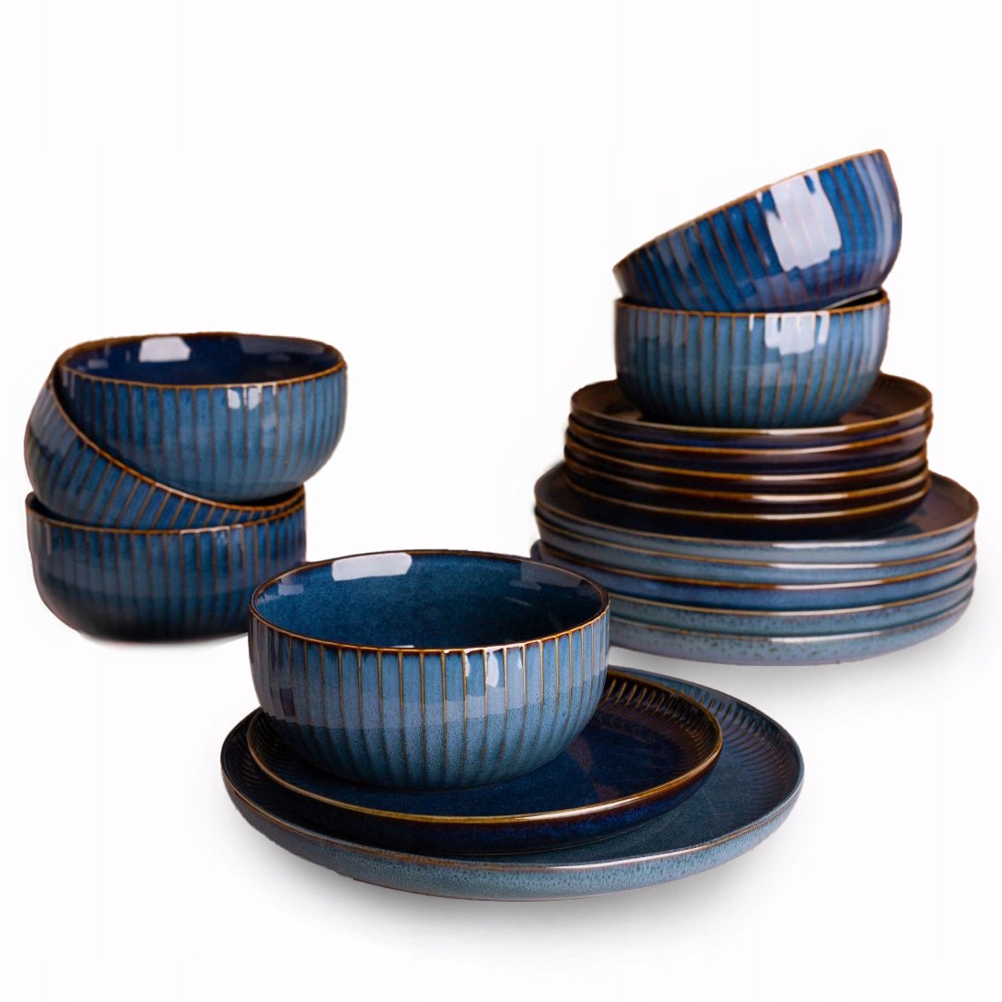 Serwis obiadowy zestaw talerzy Altom Design Reactive Stripes na 6 osób ...