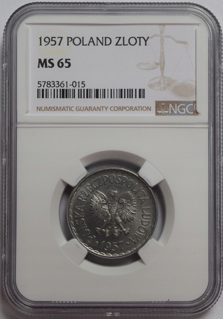1 ZŁOTY 1957 - NAJRZADSZA - NGC MS65 • Cena, Opinie • obiegowe 17633554490 • Allegro