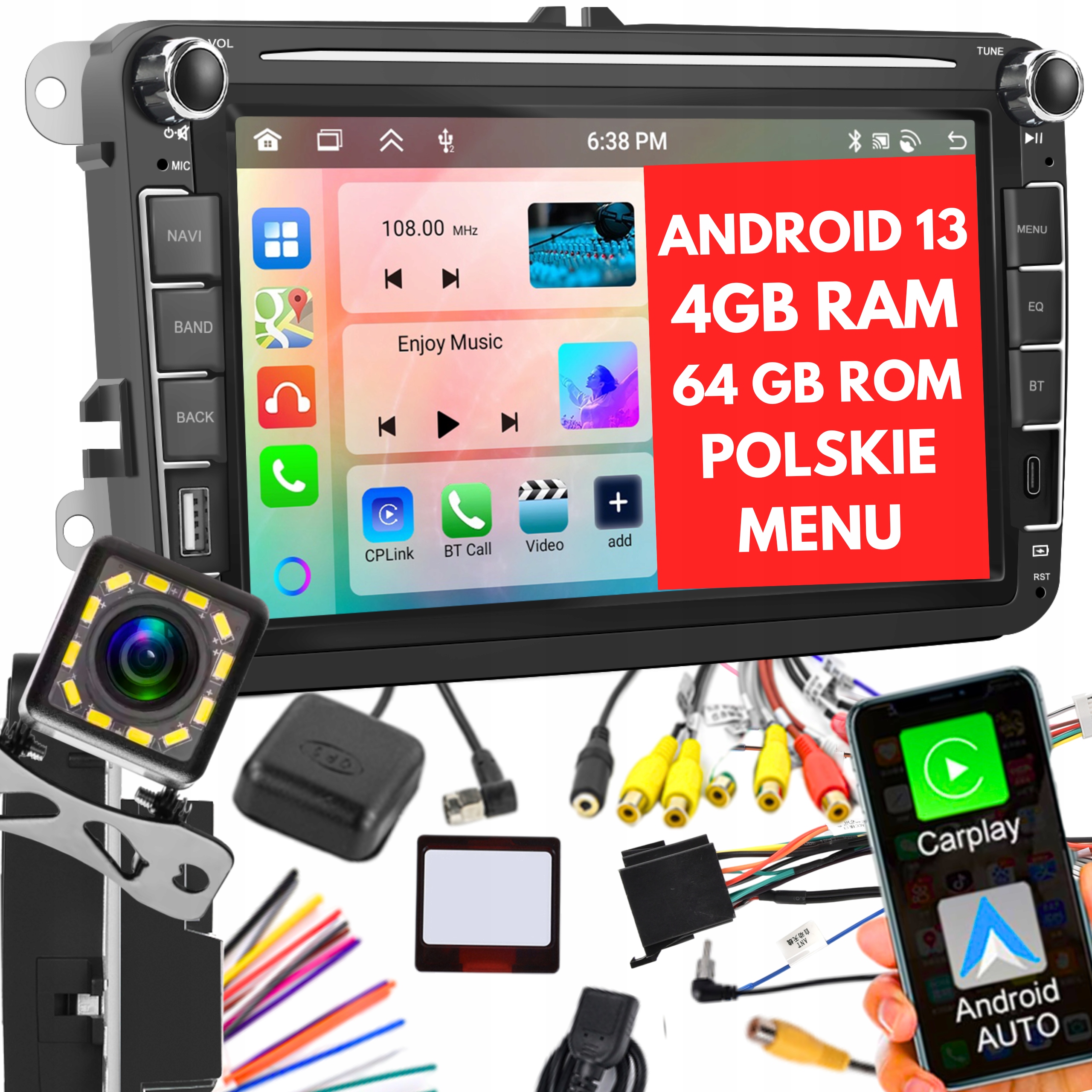 RADIO ANDROID 2DIN 4+64 GB 8 CALI VW PASSAT B6 B7 GOLF 5 V 6 VI SKODA SEAT - Sklep, Opinie, Cena ...
