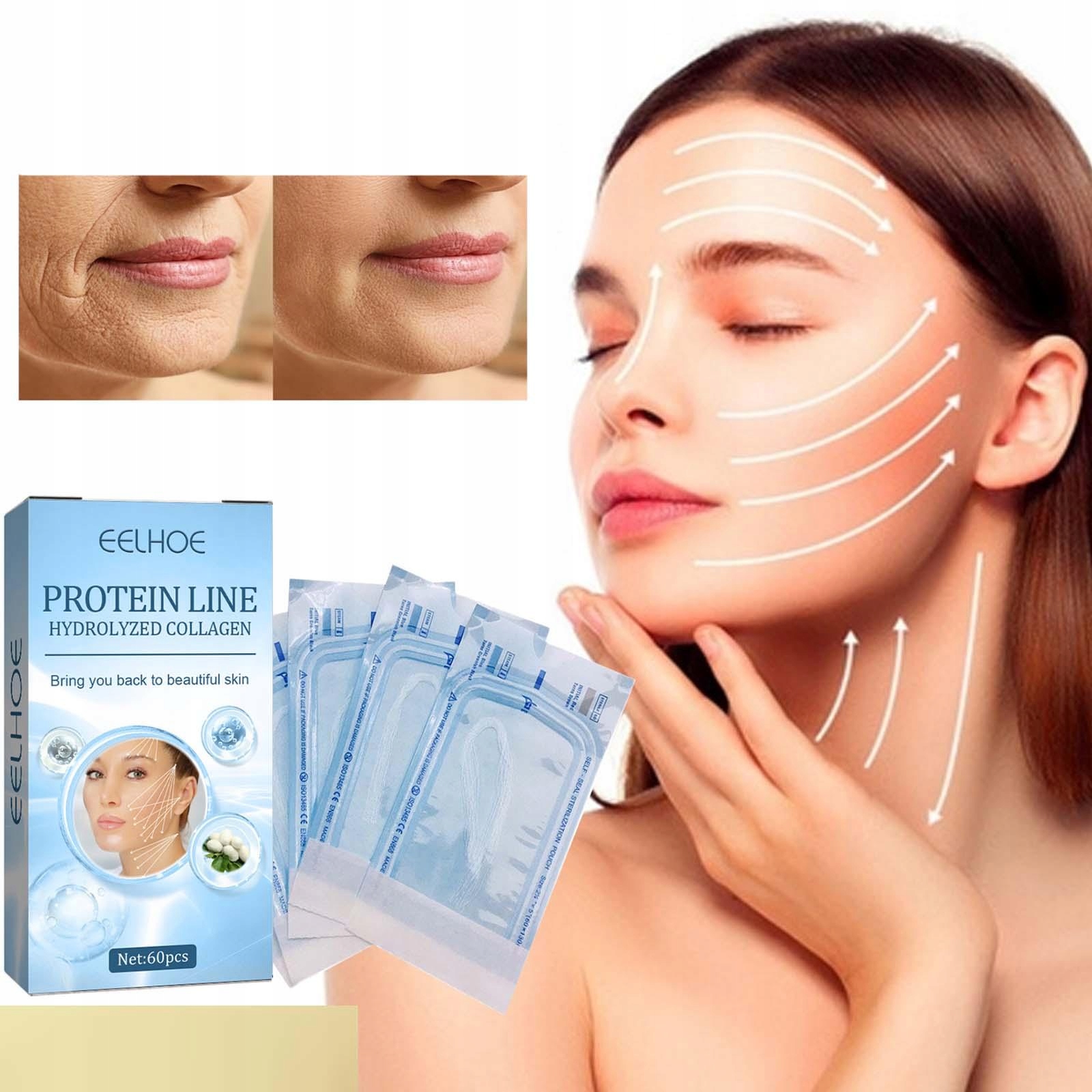 60 szt. Wchłanialnych nici proteinowych do twarzy dla kobiet ...