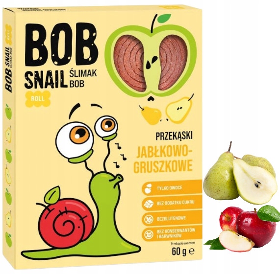 Ślimak Bob Snail Przekąska Owocowa Naturalna Jabłko Gruszka Bez Cukru 60g 15645704202 - Allegro.pl