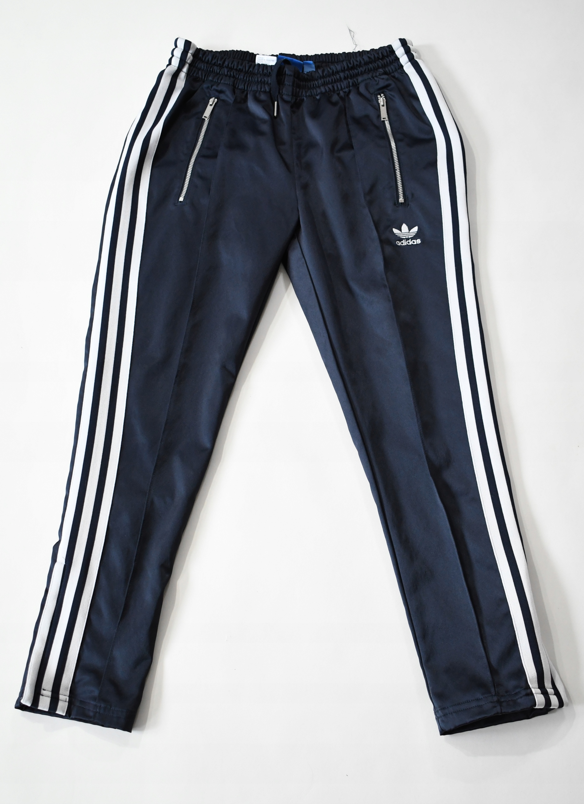 ADIDAS markowe SPODNIE DRESOWE 3 paski LOGO granat ZIP NA DOLE - XS / 34 15625404575 - Allegro.pl