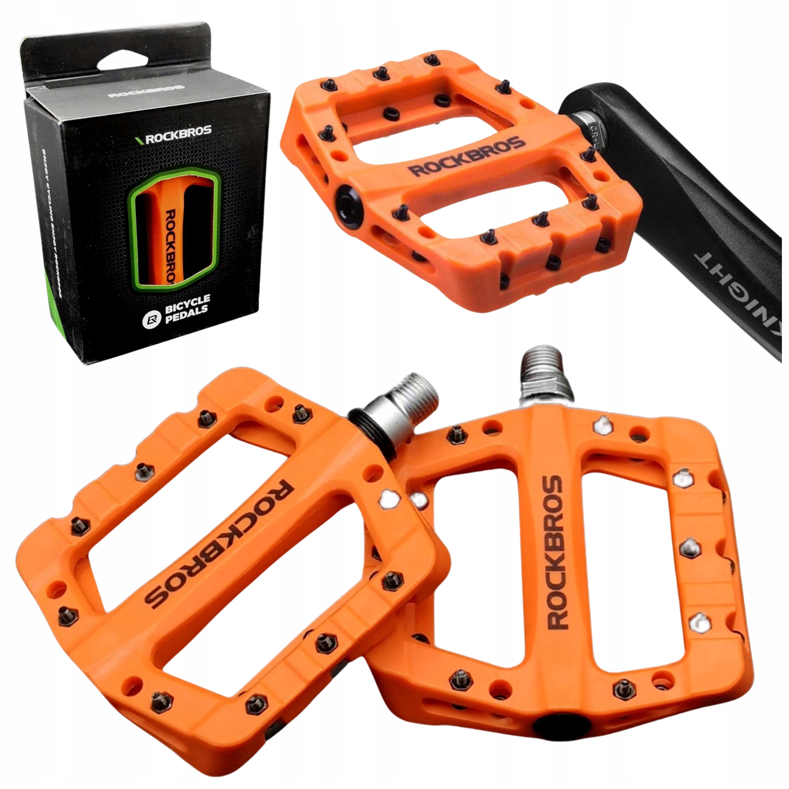 Pedały Platformowe Lekkie Pomarańczowe do Roweru PINY MTB Nylon ...