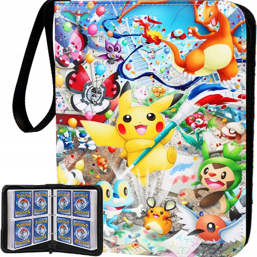 ALBUM NA KARTY POKEMON DUŻY SEGREGATOR NA 400 KART PIKACHU SUWAK KLASER ...