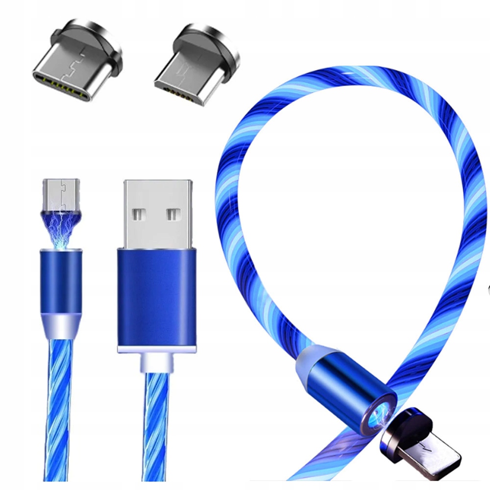 Kabel Ruffberg USB - USB typ C / microUSB / Lightning 1 m niebieski - Sklep, Opinie, Cena w Allegro