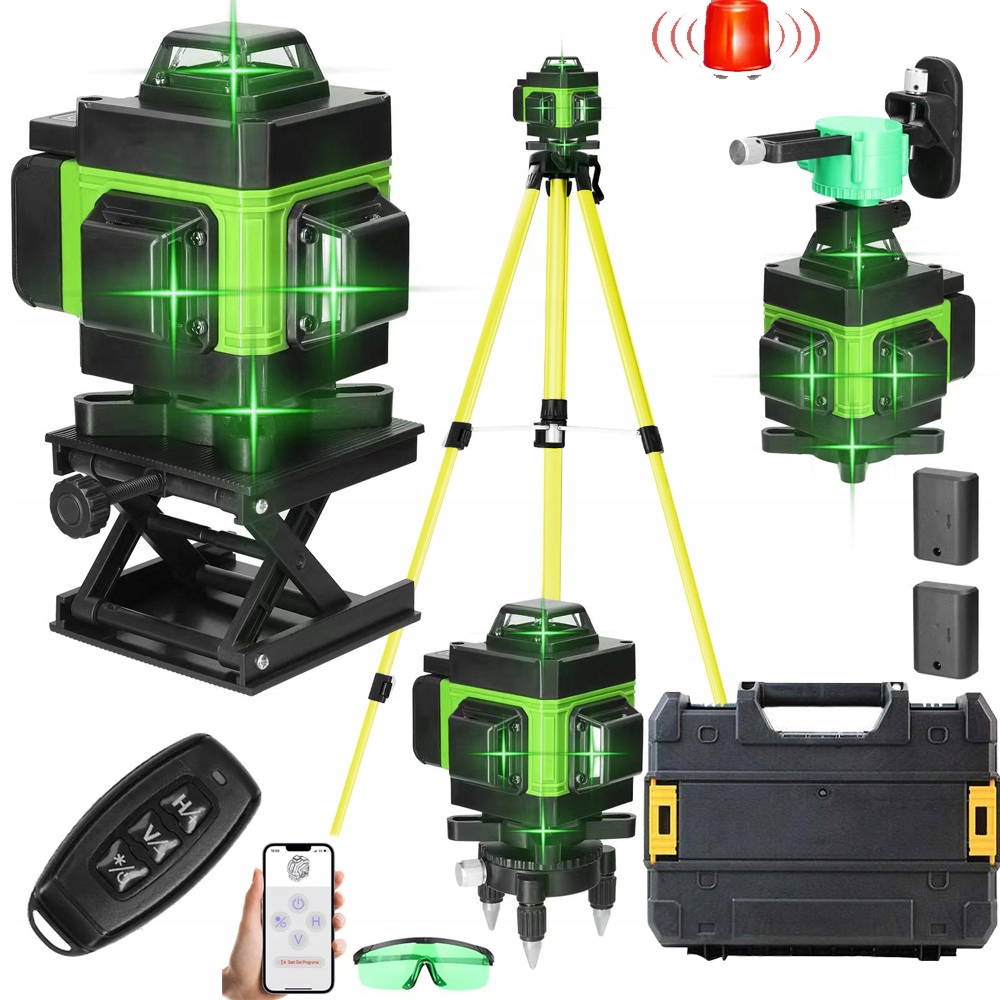 POZIOMICA LASEROWA LASER 16 LINII KRZYŻOWY SAMOPOZIOMUJĄCA STATYW 2 ...
