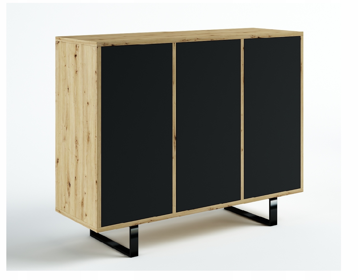 KOMODA LOFT 120 3D DĄB ARTISAN / CZARNY MAT STYL INDUSTRIALNY ...