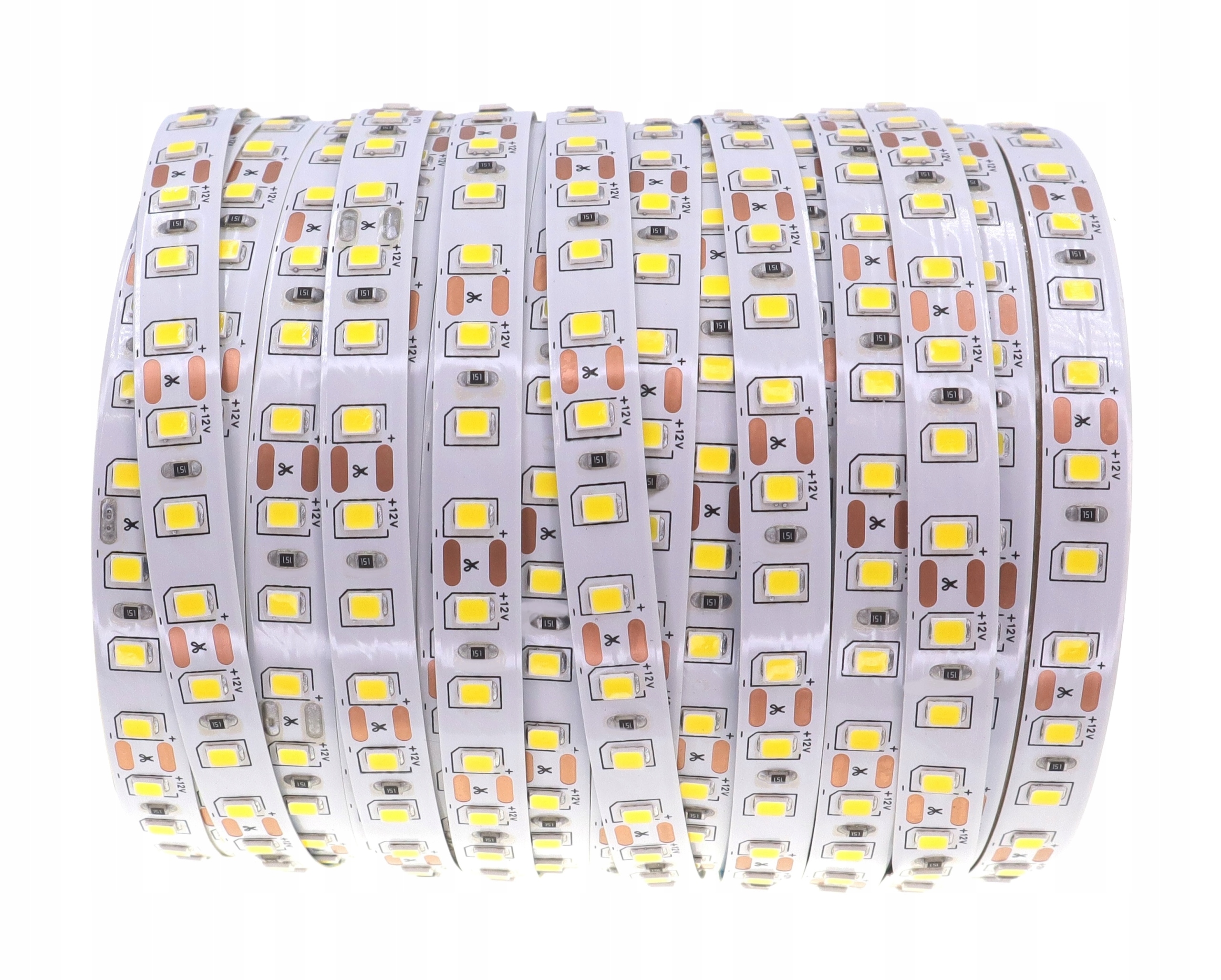Taśma LED 12V 5M Pasek 600 DIOD 2835 ROLKA Biała CIEPŁA GĘSTA PREMIUM ...