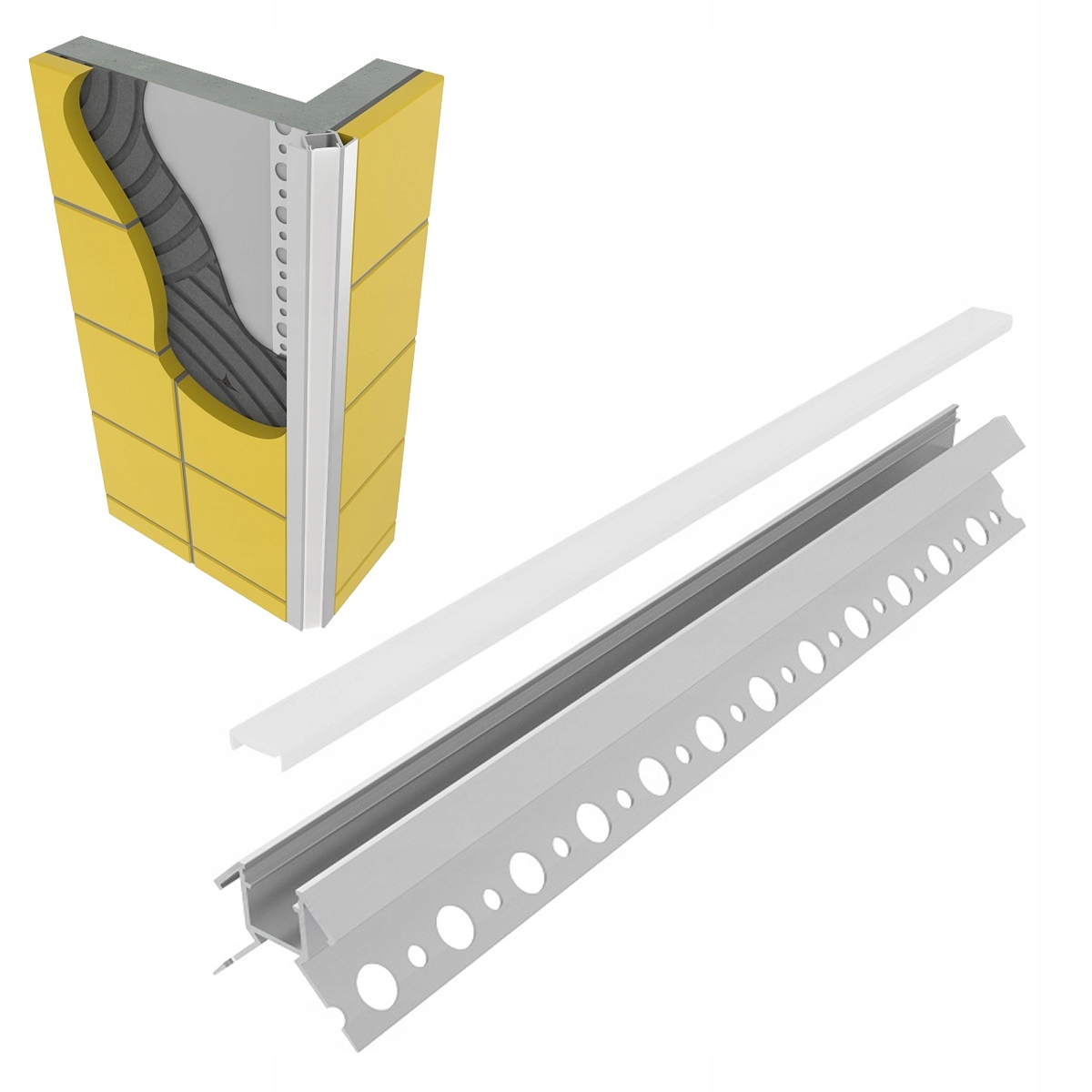 Profil budowlany LED do płytek, narożny zewnętrzny 2m aluminium IP44 ...