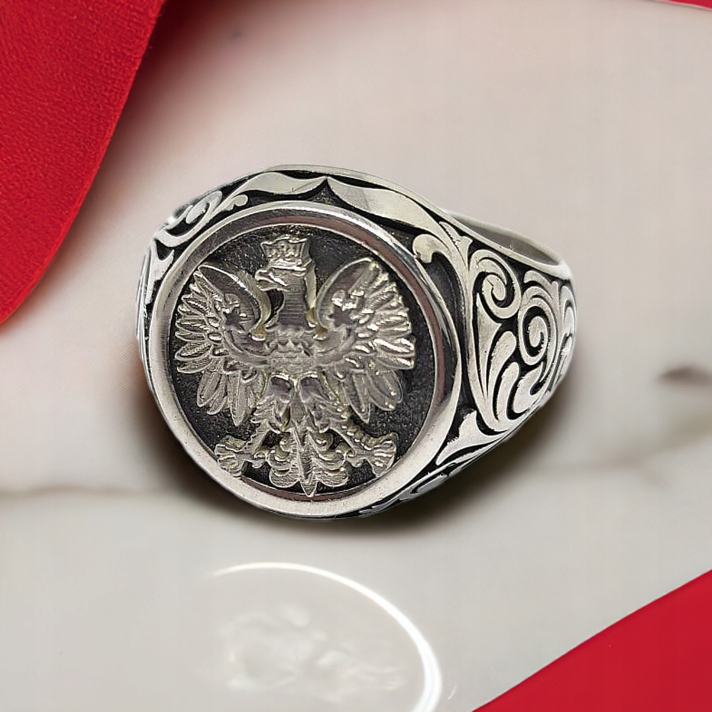 Srebrny sygnet patriotyczny z orłem 0,925 • Cena, Opinie • Sygnety ...