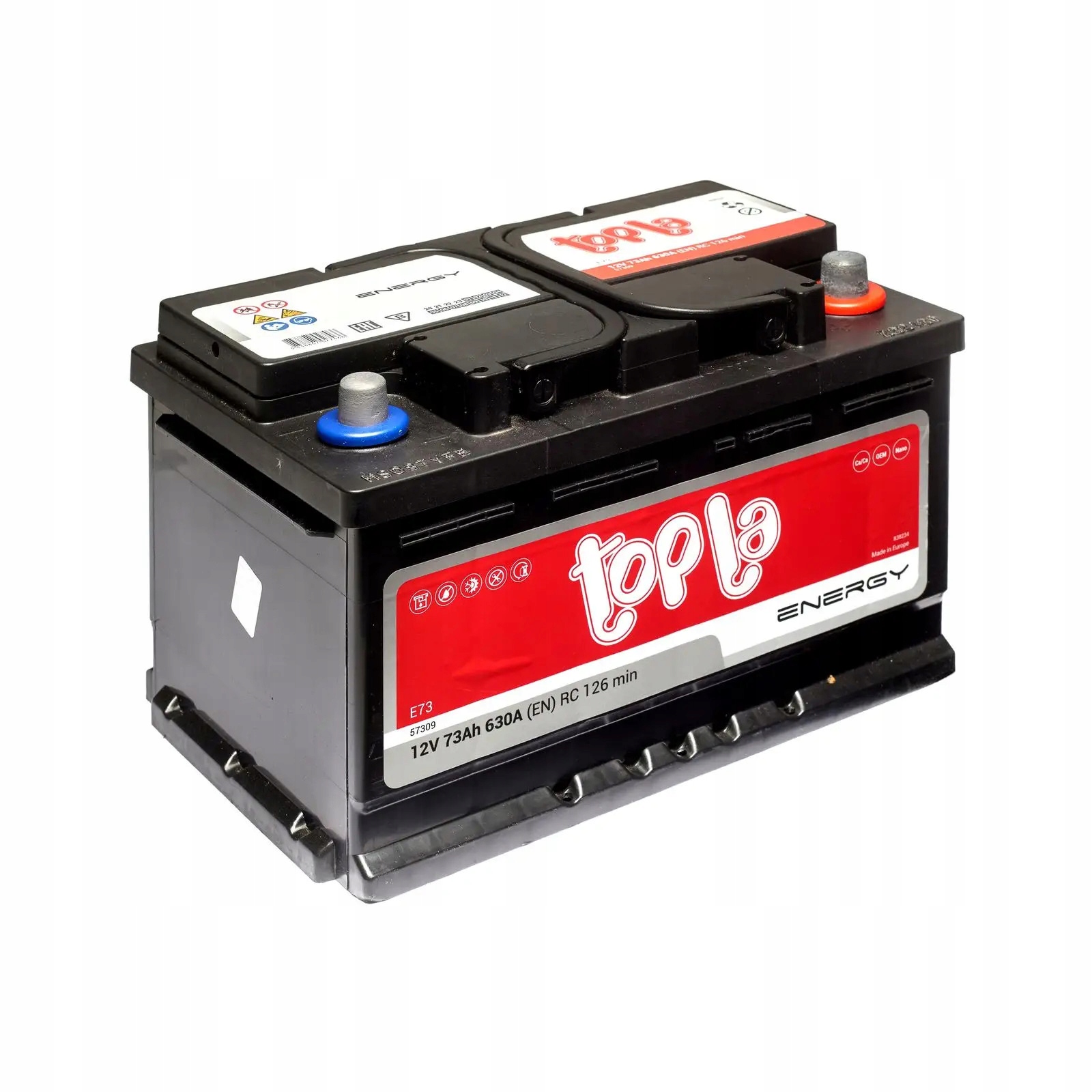 AKUMULATOR SAMOCHODOWY TOPLA ENERGY 73AH, 73 Ah, P+, 630A, 278x175x175 ...