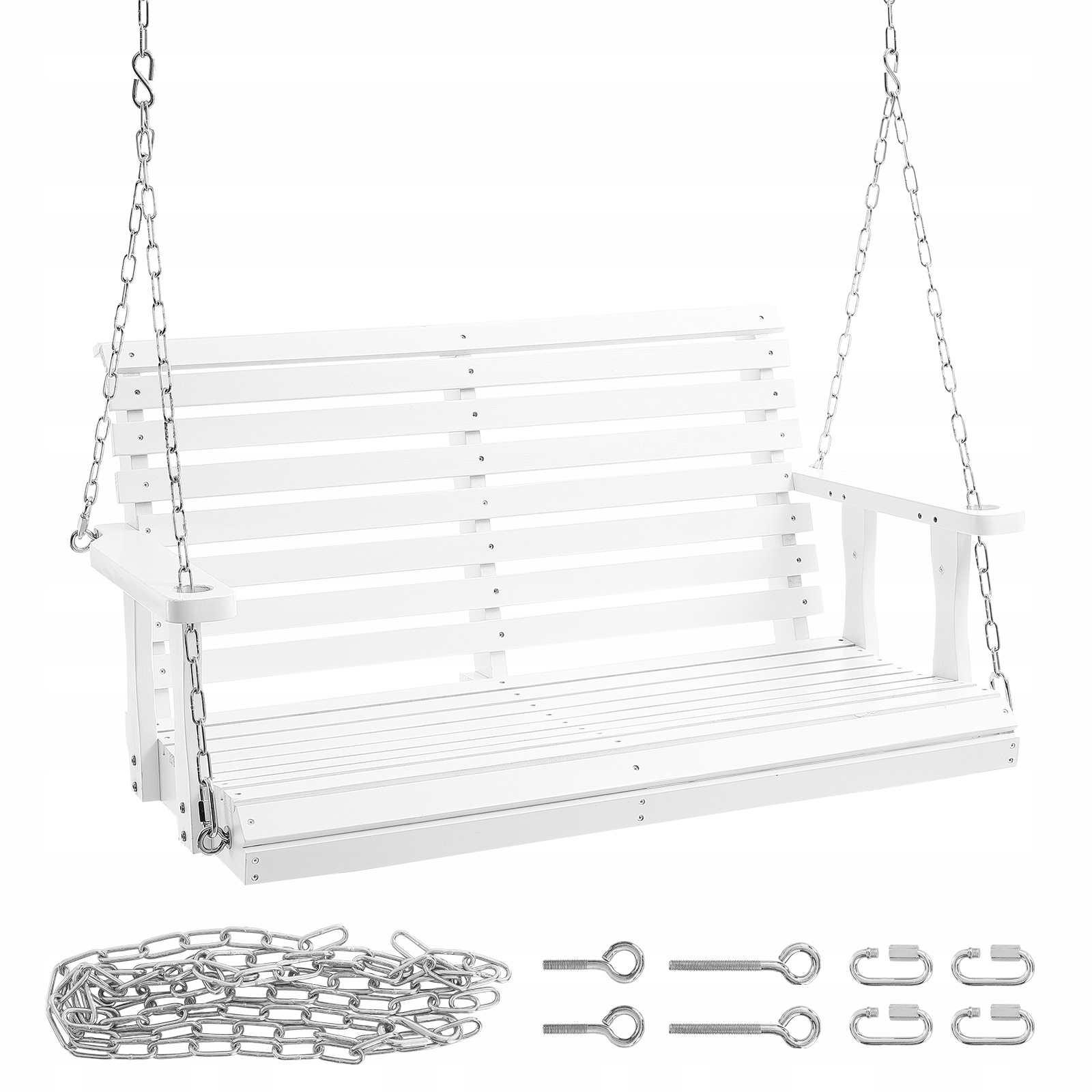 Cédrusfa hinta, fehér, 13,8 kg, cédrusfából és acél láncokkal ...