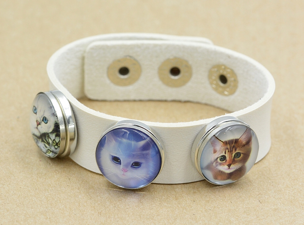 Bransoletka pasek 3x SNAP nap oczko WZORY biała • Cena, Opinie ...