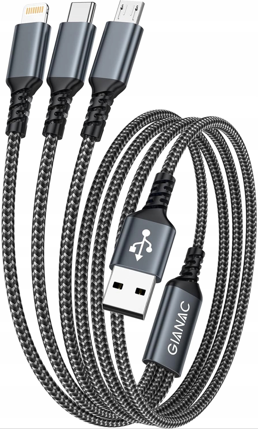 Zestaw kabli USB - USB typ C / microUSB / Lightning GIANAC - Sklep, Opinie, Cena w Allegro